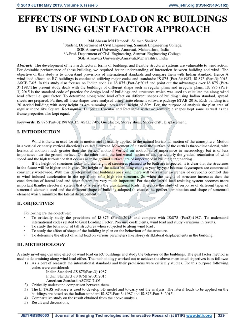 Effects of Wind Load On RC Buildings by Using Gust Factor Approach ...