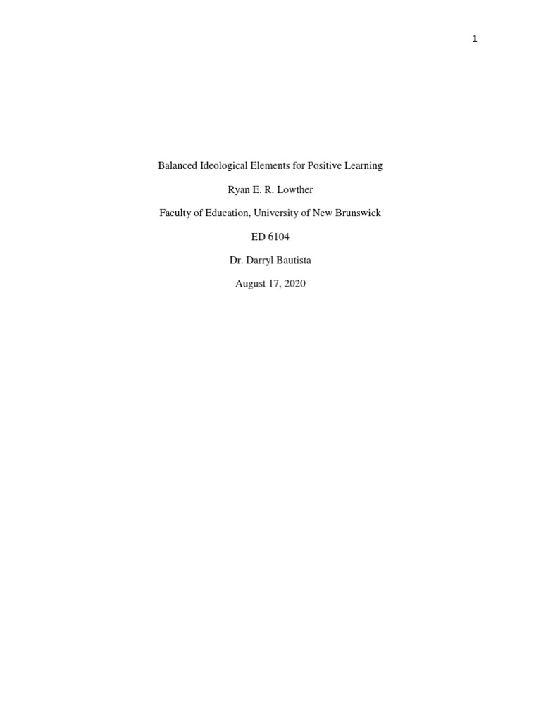 ED6104 - Final Paper - Ryan Lowther | PDF | Curriculum | Ideologies