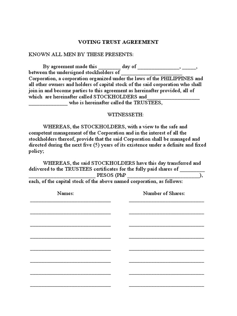 Voting Trust Agreement | PDF | Trust Law | Trustee