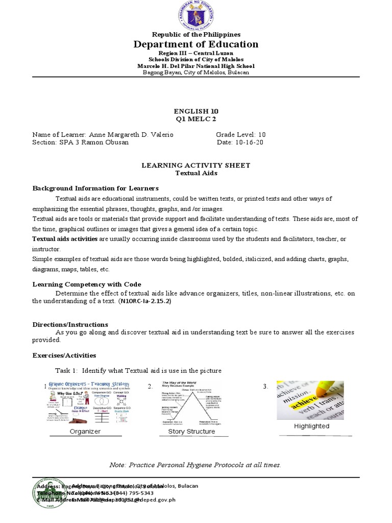 Learner Activity Sheet LAS ENGLISH 10 Week 2 | PDF | Learning ...