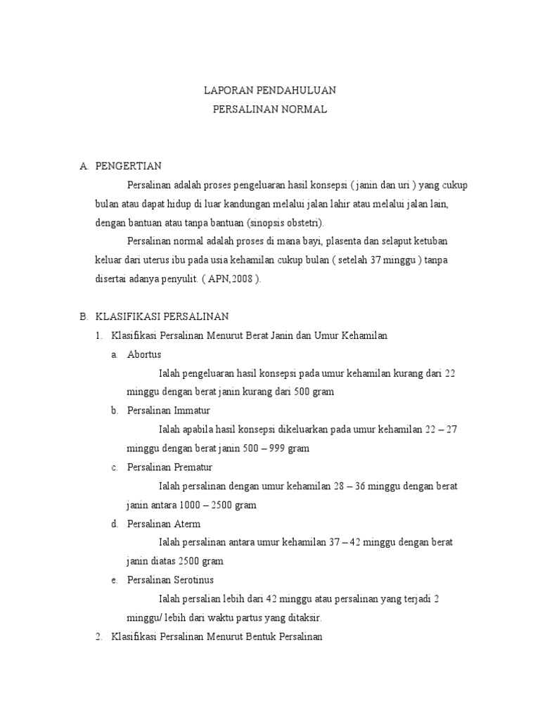 LP Persalinan Normal IsI | PDF