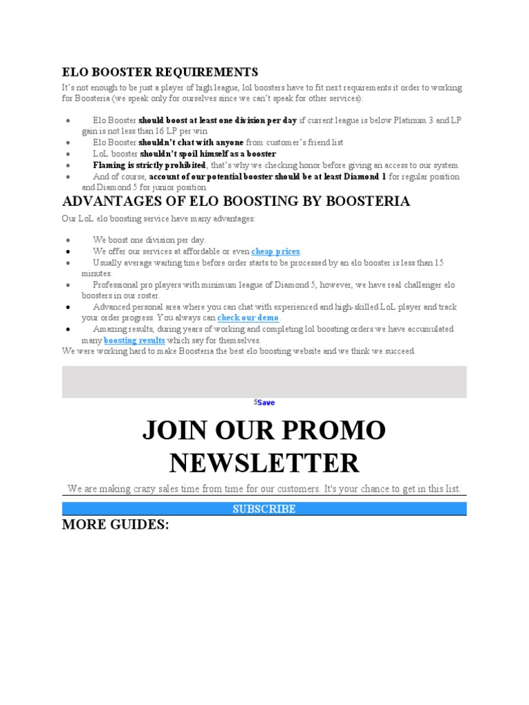 Elo Booster Requirements | PDF | Web 2.0 | Public Sphere