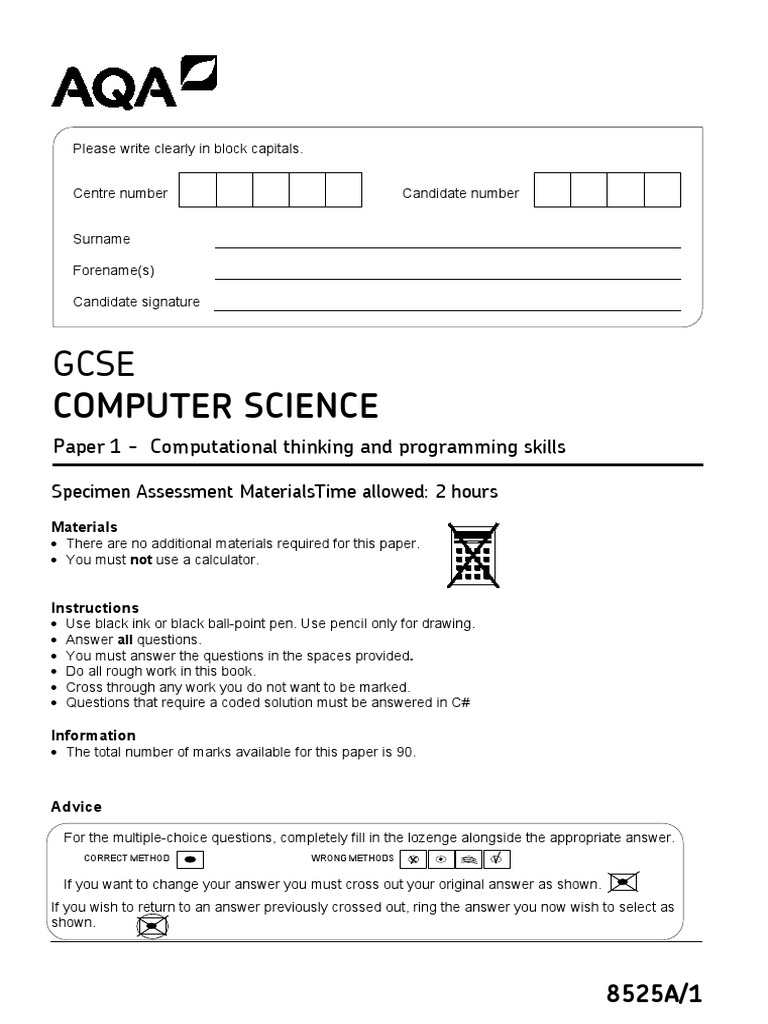 Computer Science: Paper 1 - Computational Thinking and Programming ...