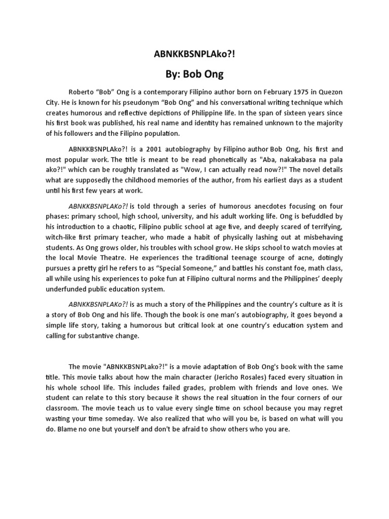 By: Bob Ong: Abnkkbsnplako?! | PDF