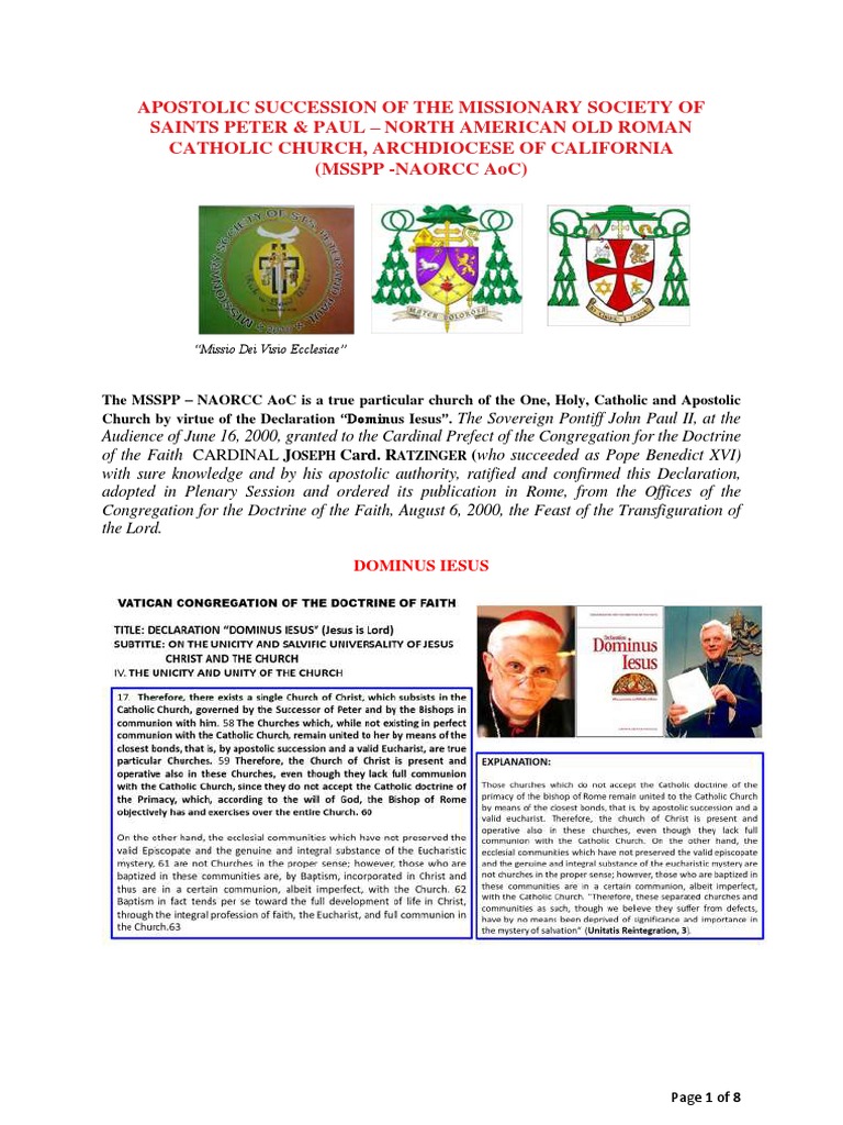Apostolic Succession of MSSPP-NAORCC | PDF | Ordination | Roman ...
