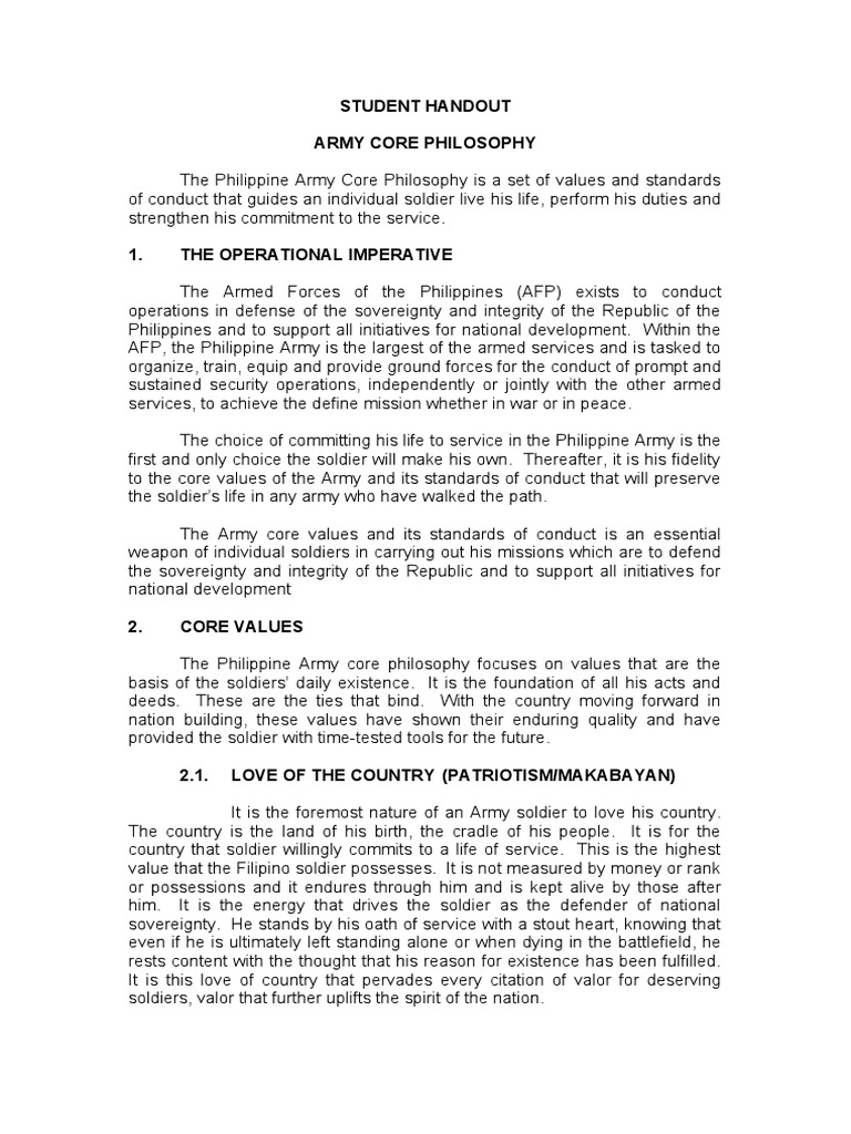 CORE Values | PDF | Courage | Army