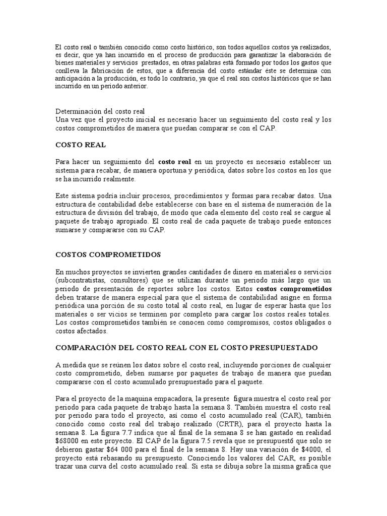 Determinación Del Costo Real | PDF | Ciencias económicas | Economias