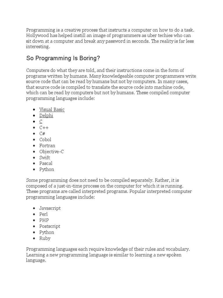 So Programming Is Boring? | PDF