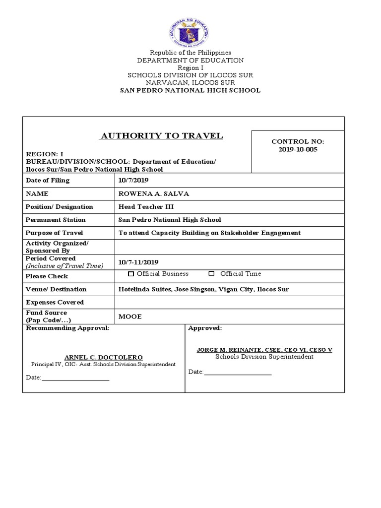 Travel Order New Format | PDF | Philippines | Government