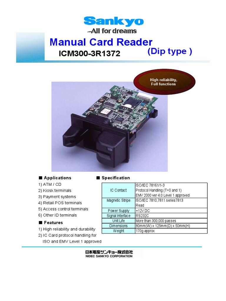 Manual Card Reader: (Dip Type) | PDF