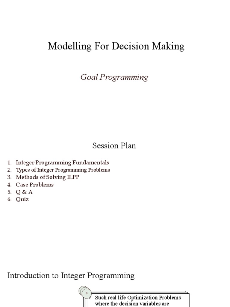 Modelling For Decision Making: Goal Programming | PDF | Linear ...