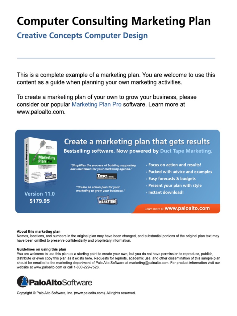 Computer Consulting Marketing Plan | PDF | Small Business | Personal ...