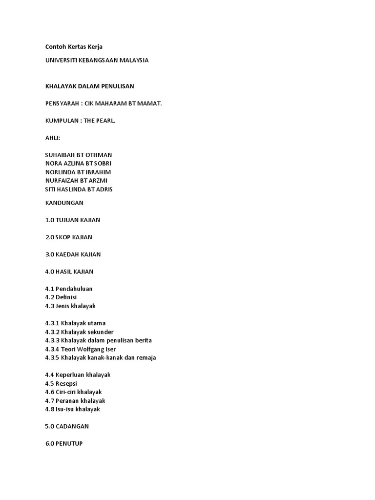 Contoh Kertas Kerja Seminar | PDF