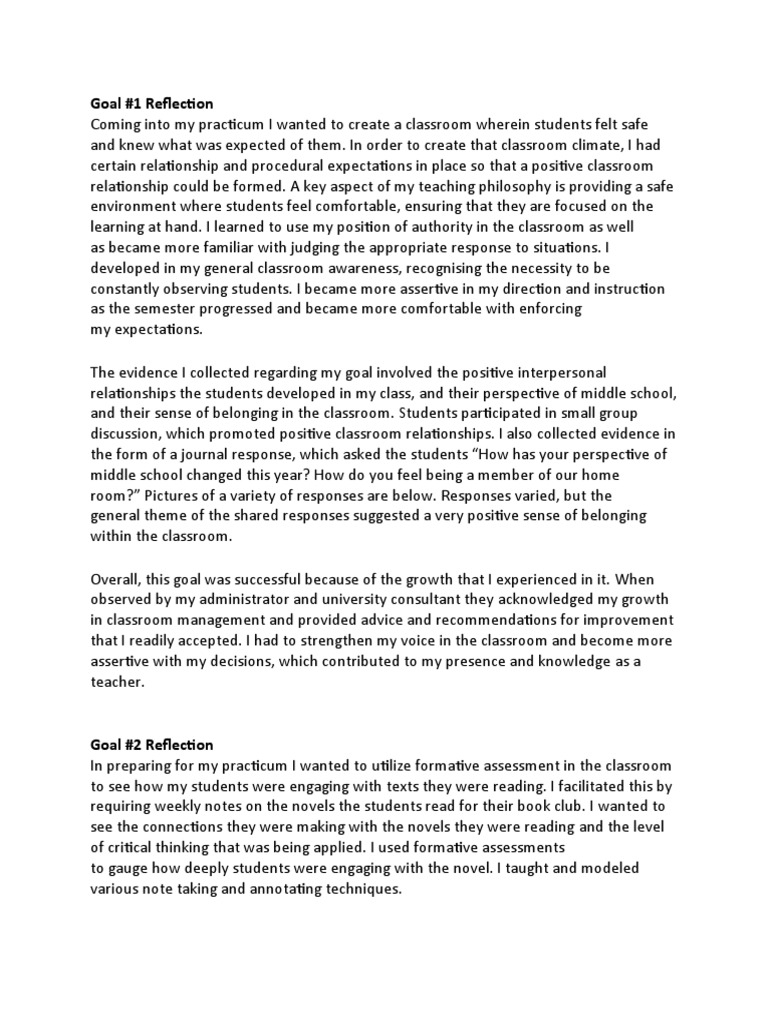 Goal Reflections | PDF | Classroom Management | Psychology