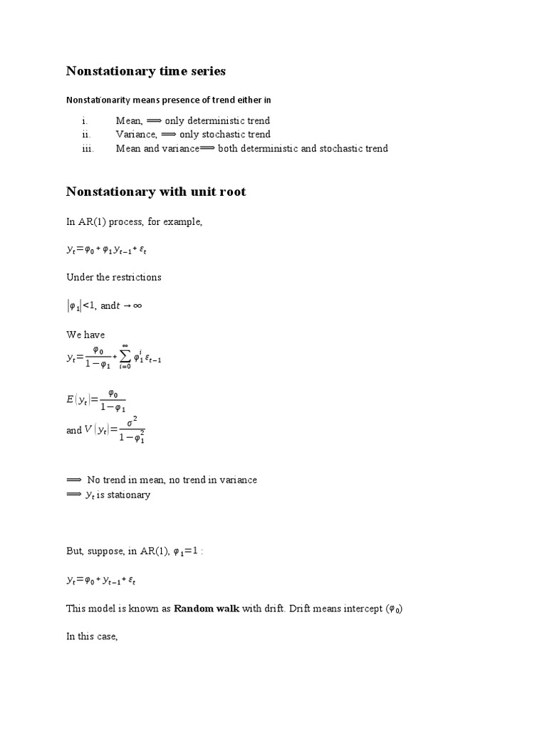 Nonstationary Time Series | PDF | Stationary Process | Autoregressive Model
