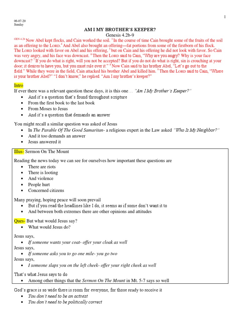 Am I My Brother'S Keeper?: ORD ORD ORD | PDF | Cain And Abel | Christianity