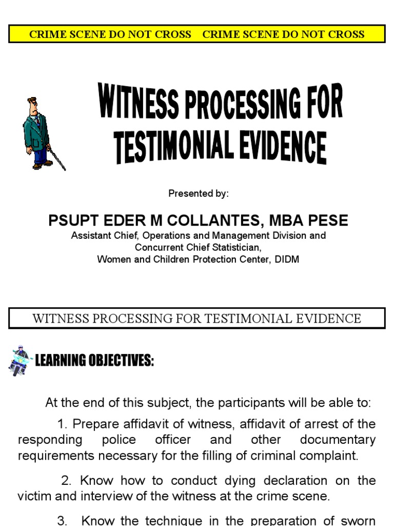 Sept 8-9, 2016 Witness Processing For Testimonial Evidence Edited | PDF ...