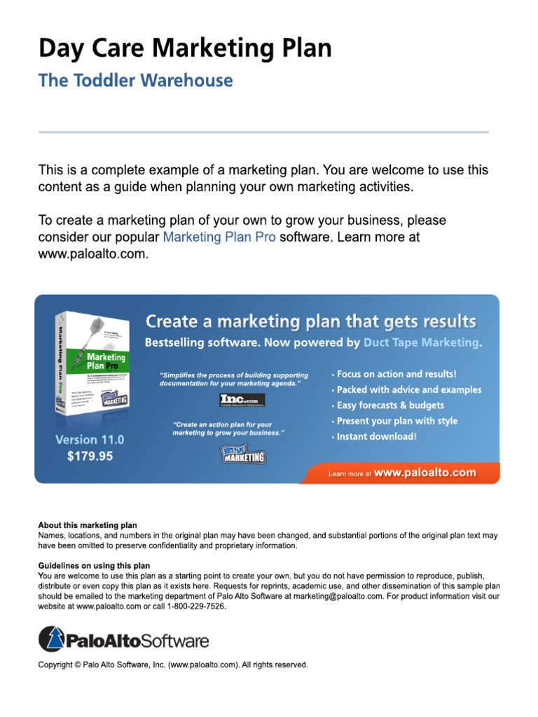 Day Care Marketing Plan | PDF | Child Care | Relationships