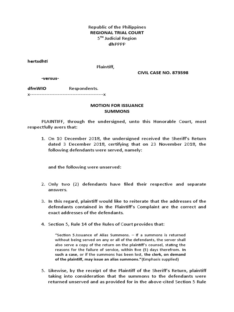 ALIAS SUMMON Upload | PDF | Summons | Plaintiff