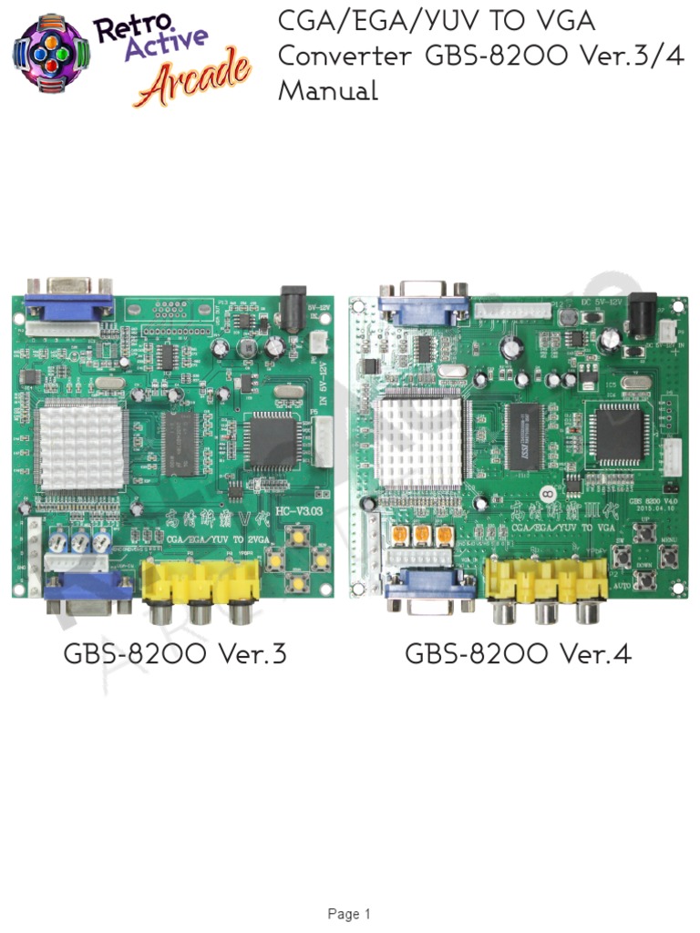 User Manual for the GBS-8200 CGA/EGA/YUV to VGA Converter | PDF | Display Resolution | Rgb Color ...