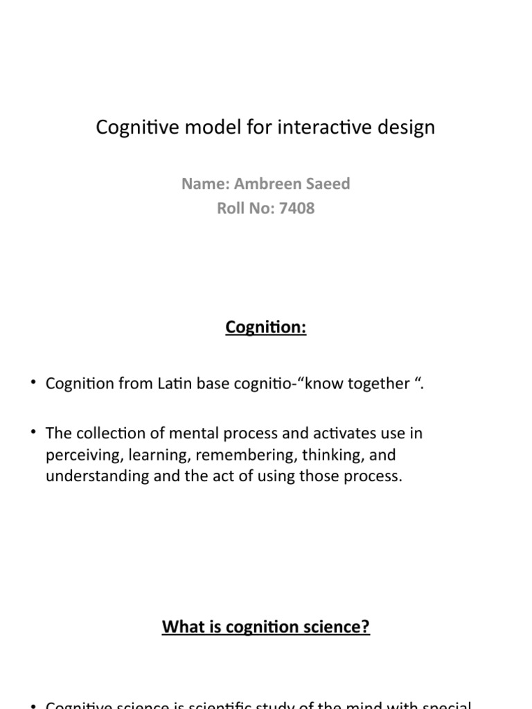 Cognitive Model For Interactive Design | PDF | Conceptual Model ...