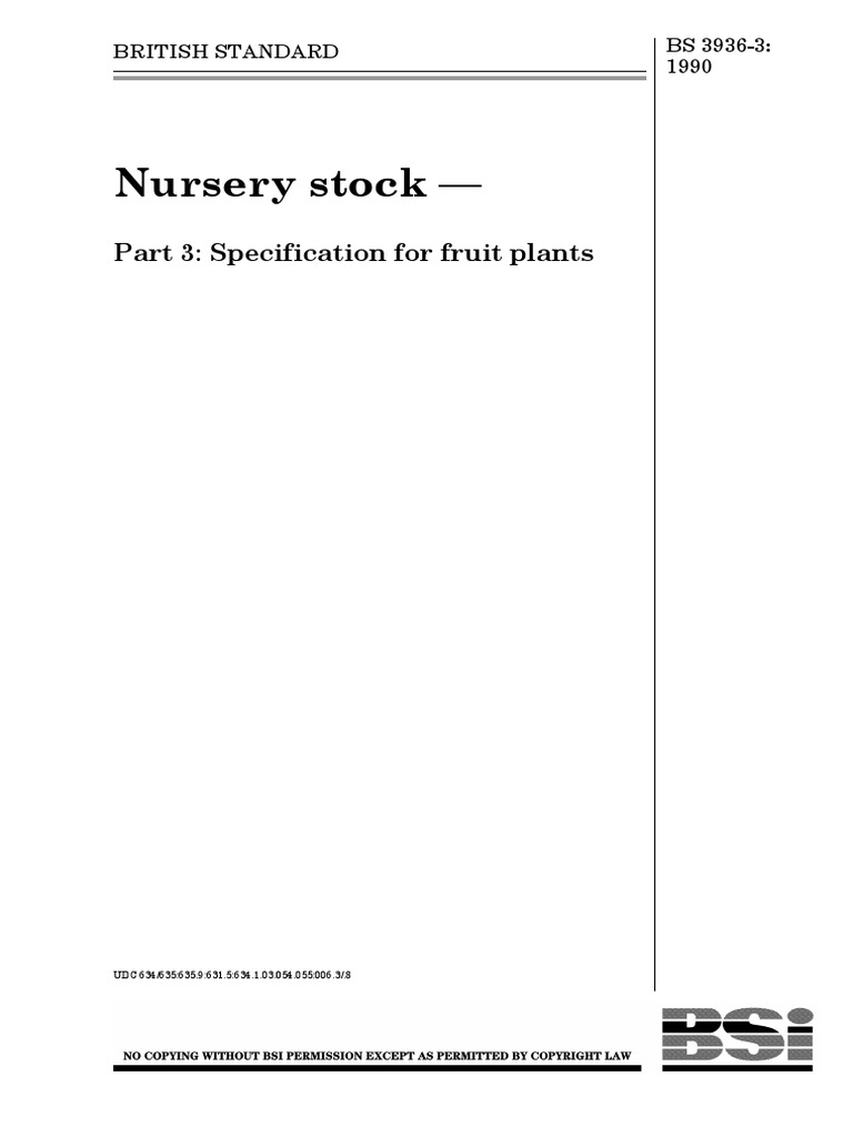 BS 3936 PART 3 (Nursery Stock-Specification of Fruit Plants) | PDF ...