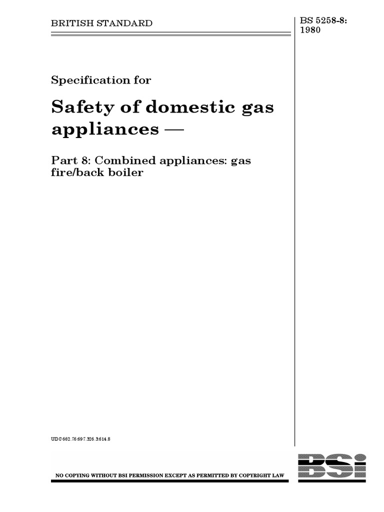 BS 5258 PART 8 (Specifications For Safety of Domestic Gas Appliances ...