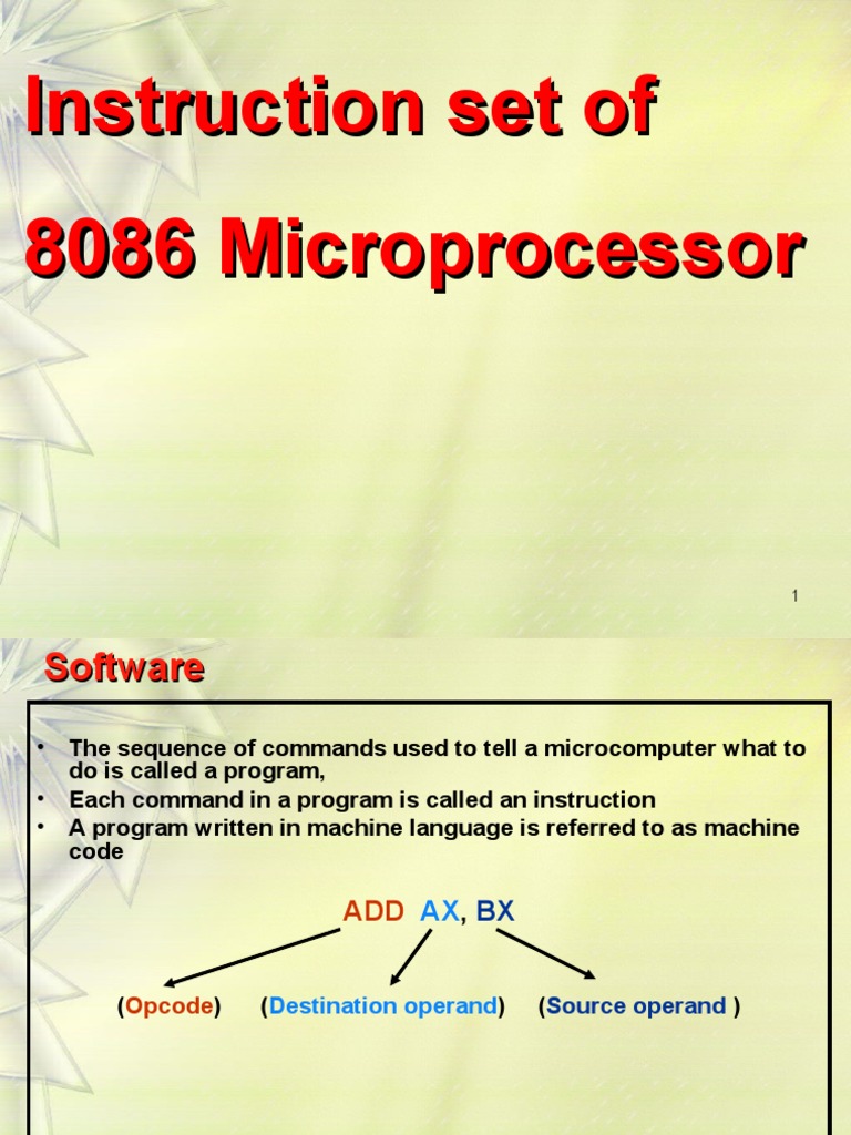 Instruction Set of 8086 Microprocessor | PDF | Assembly Language ...