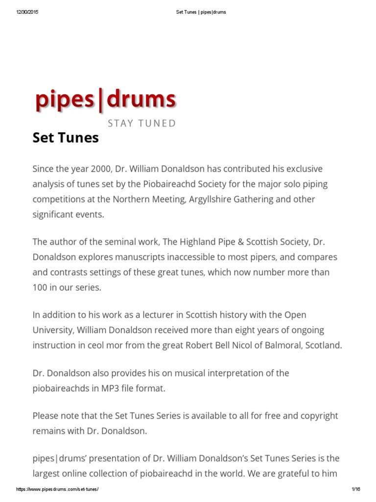 Donaldson Set Tunes - Pipes - Drums PDF | PDF | Scottish People ...