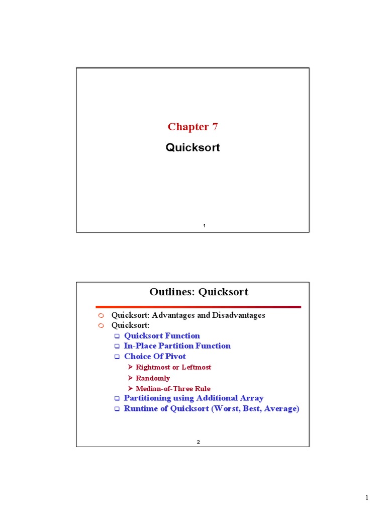 Algo ch7 Quick Sort | PDF | Theoretical Computer Science | Algorithms ...