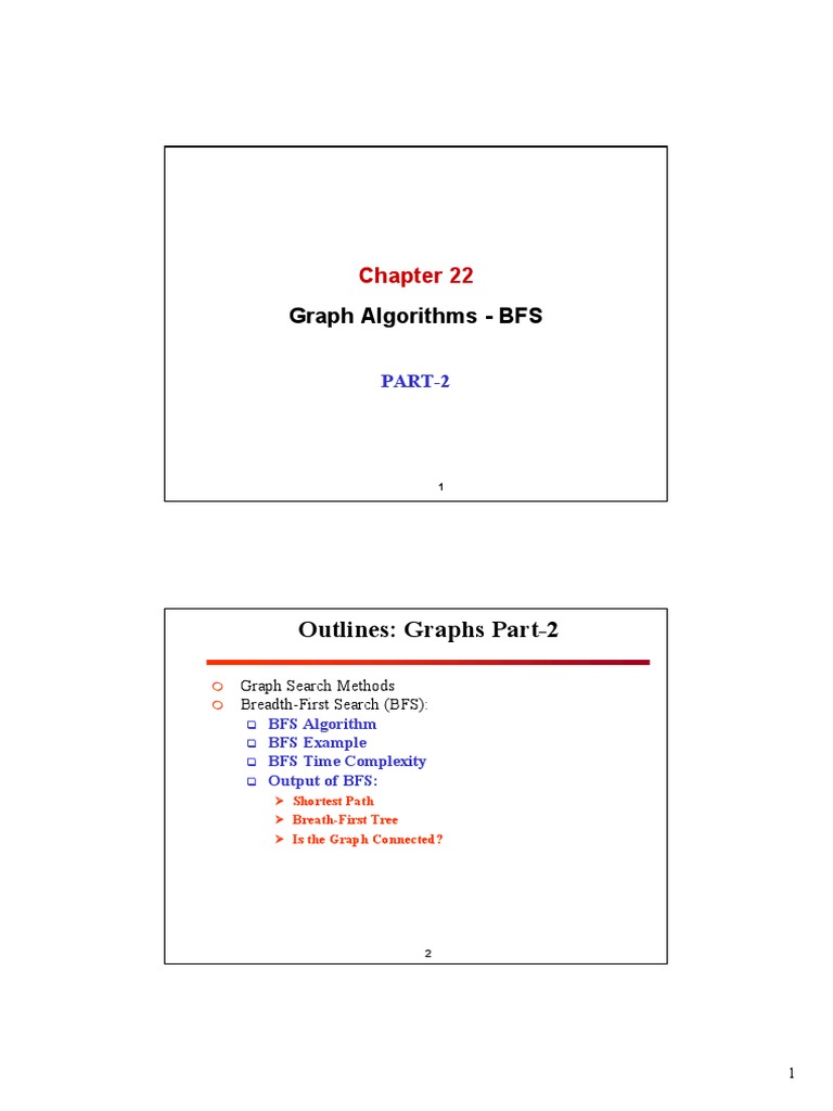Graph Algorithms - BFS: Outlines: Graphs Part-2 | PDF | Discrete ... Graph Algorithms - BFS: Outlines: Graphs Part-2 | PDF | Discrete ...