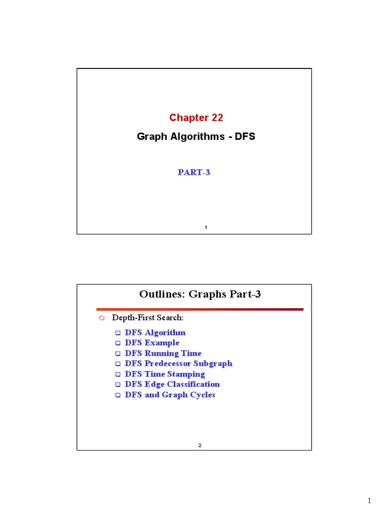 Graph Algorithms - DFS: Outlines: Graphs Part-3 | PDF | Algorithms And Data Structures ...