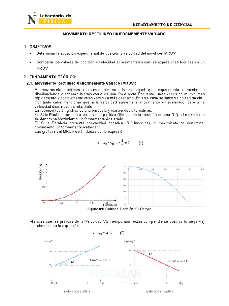 02 Laboratorio Virtual Mruv | PDF | Aceleración | Velocidad