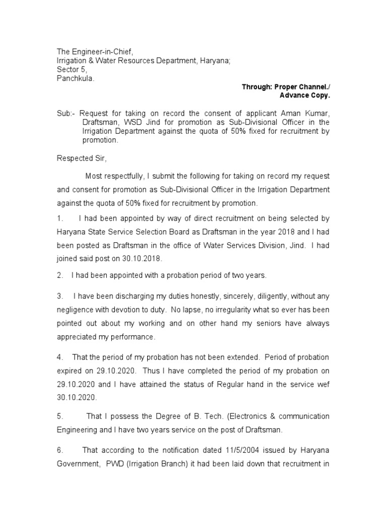 Request for Promotion: A Draftsman's Case for Being Considered for a ...