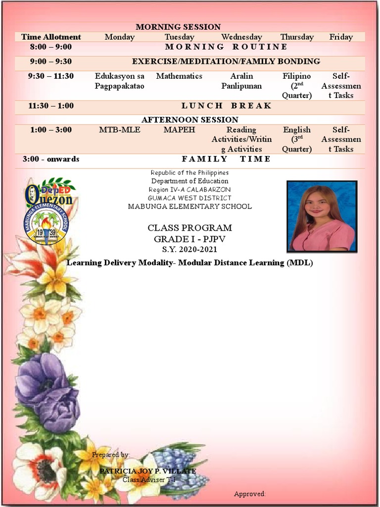 Grade 1 Class Program 2020-2021 | PDF