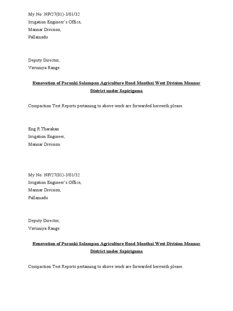 Compaction Testing Covering Letter | PDF