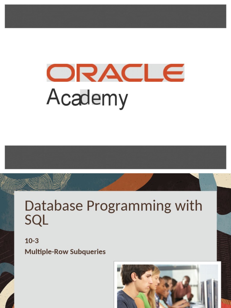 DP - 10 - 3 Multiple Row Subqueries | PDF | Computer Data | Information ...