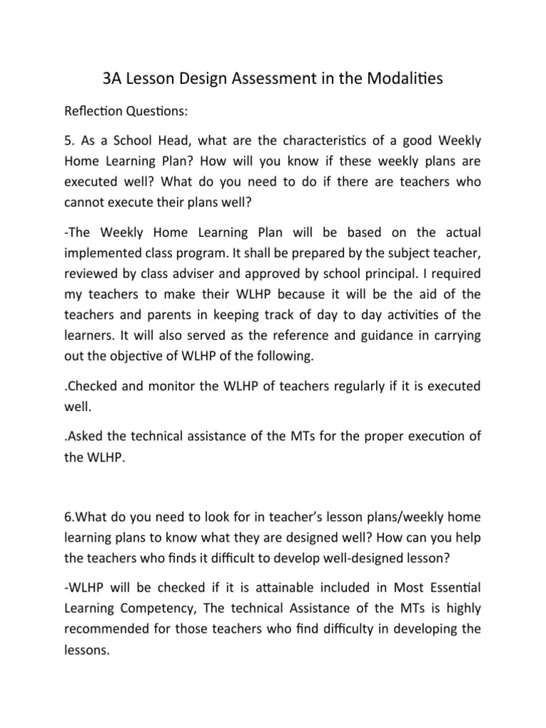 3A Lesson Design Assessment in The Modalities | PDF
