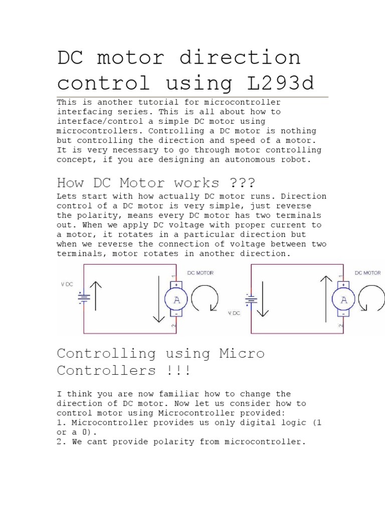 L293D H-Bridge DC Motor Control Guide | PDF | Direct Current | Electric ...