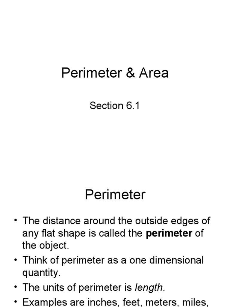 Perimeter & Area: Section 6.1 | PDF | Area | Circle