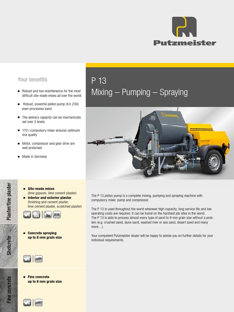 Putzmeister-Mortar Technology-P13 - EN PDF | PDF | Plaster | Sand