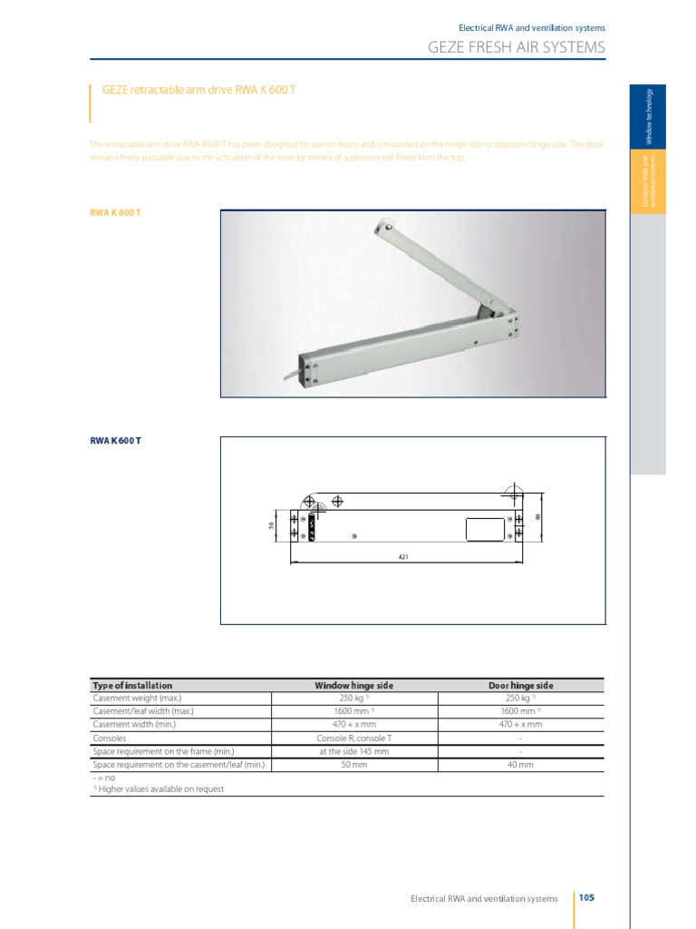 Geze Fresh Air Systems: Rwa K 600 T | PDF | Door | Window