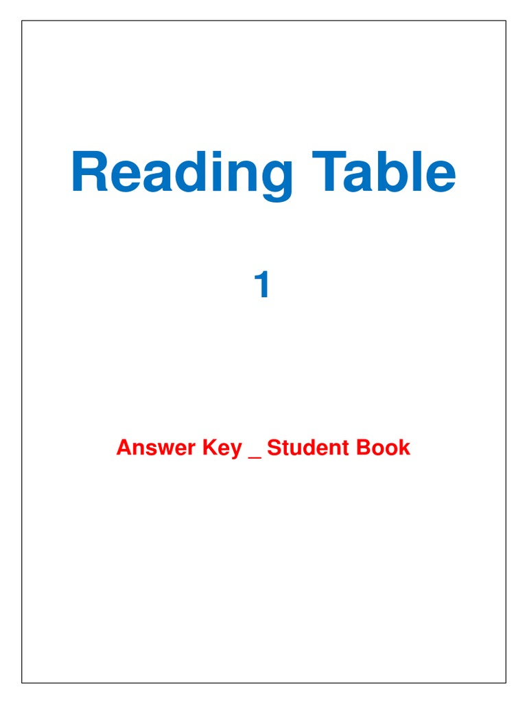 Reading Table: Answer Key - Student Book | PDF | Snow | Rain