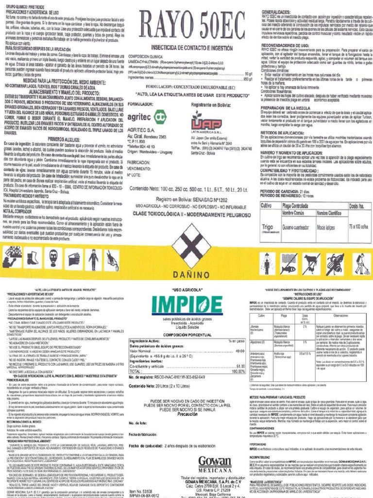 Etiquetas de Insecticidas | PDF