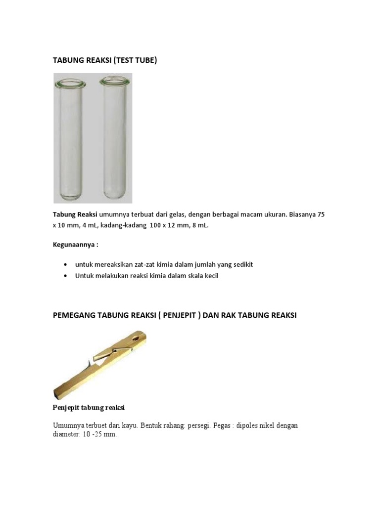 Ukuran dan Jenis Tabung Reaksi | PDF | Sains & Matematika