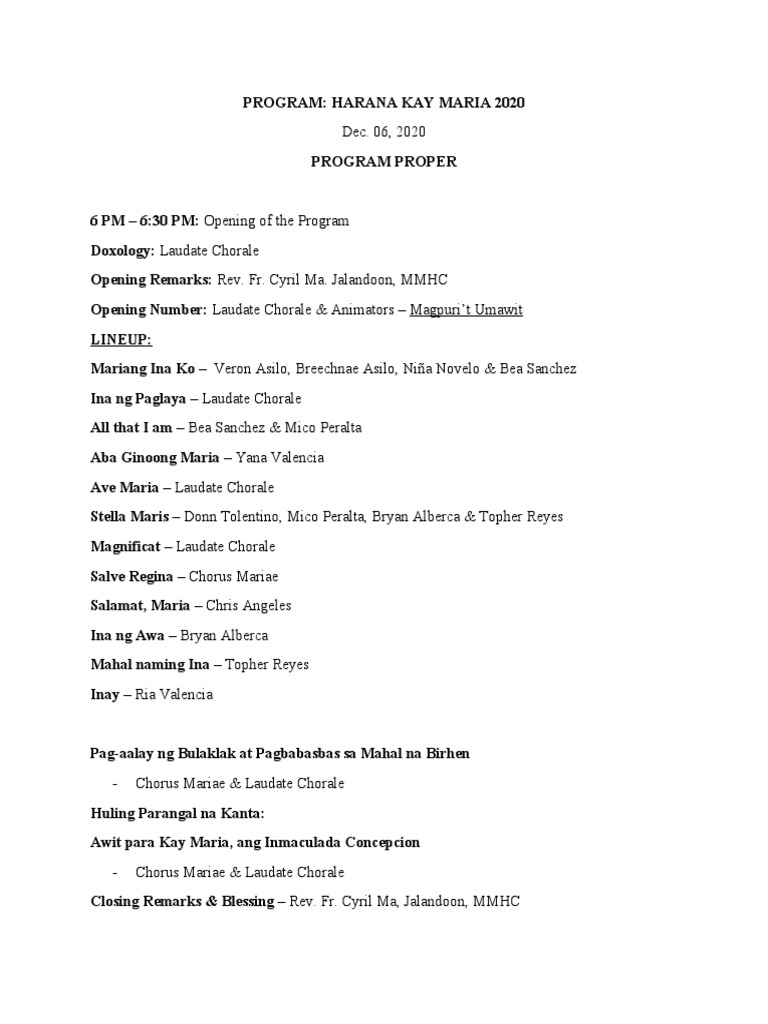 Program Proper Mañanita | PDF