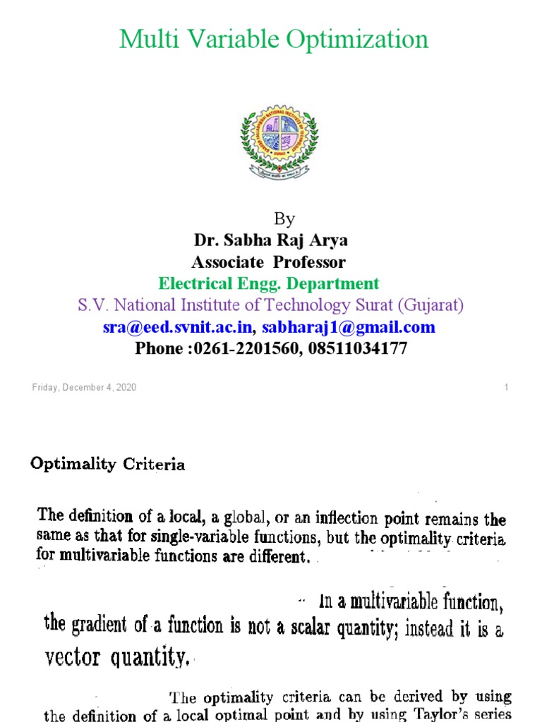 Multi Variable Optimizationvv | PDF