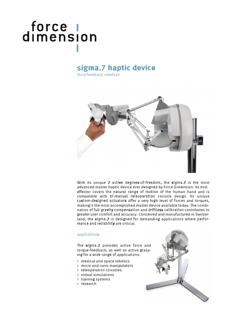 Sigma.7 Haptic Device: Force Feedback Interface | PDF | Graphical User ...