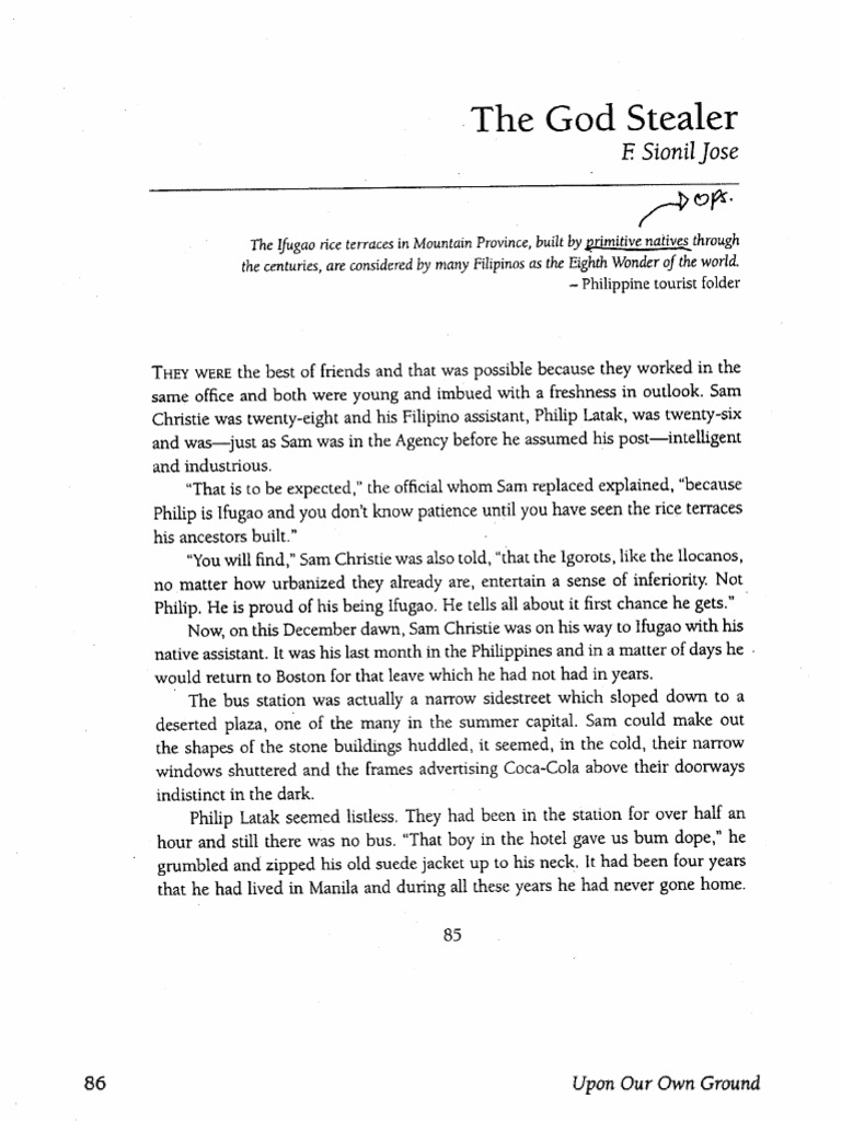 The God Stealer - F Sionil Jose | PDF | Soul | Nature
