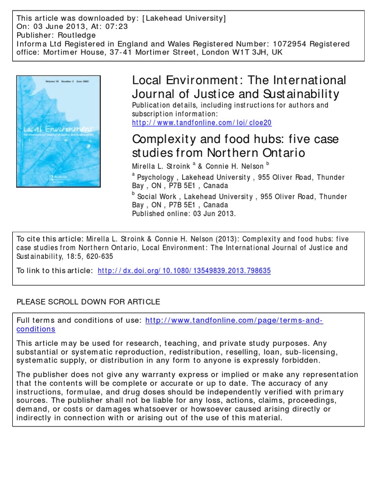Complexity in Northern Ontario Food Hubs | PDF | Emergence | Foods